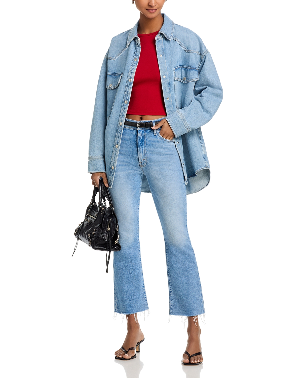 MOTHER Lil Hustler High Rise Crop Fray Jeans